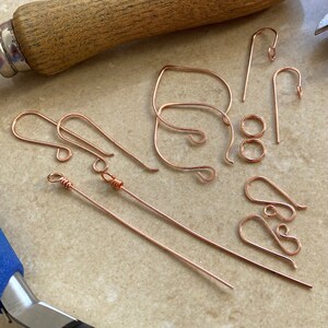 Bare Copper Findings Sample Pack, 6 Pairs of Handmade Earring Hooks and ...