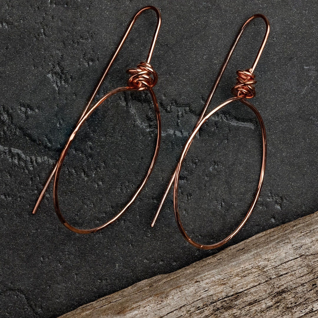 Bare Copper Oval Hoop Hooks, Handmade Wrapped Earwires for Jewellery ...