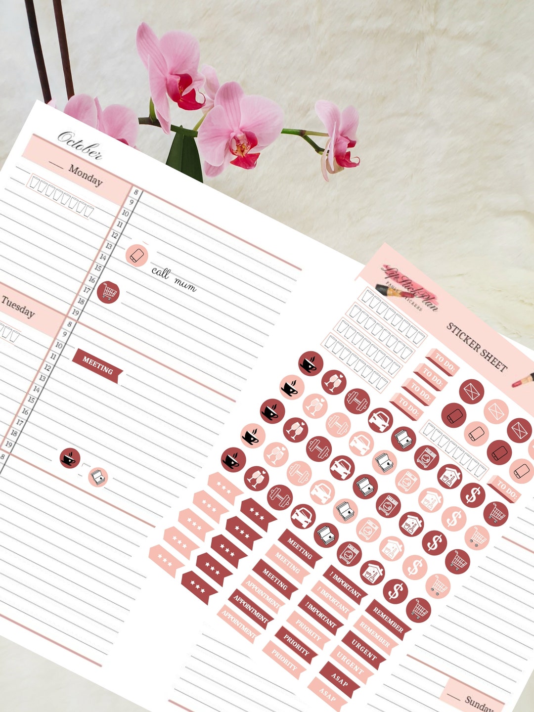 Functional Icon Planner Stickers Sheet - Stylish Planner Stickers Kit ...