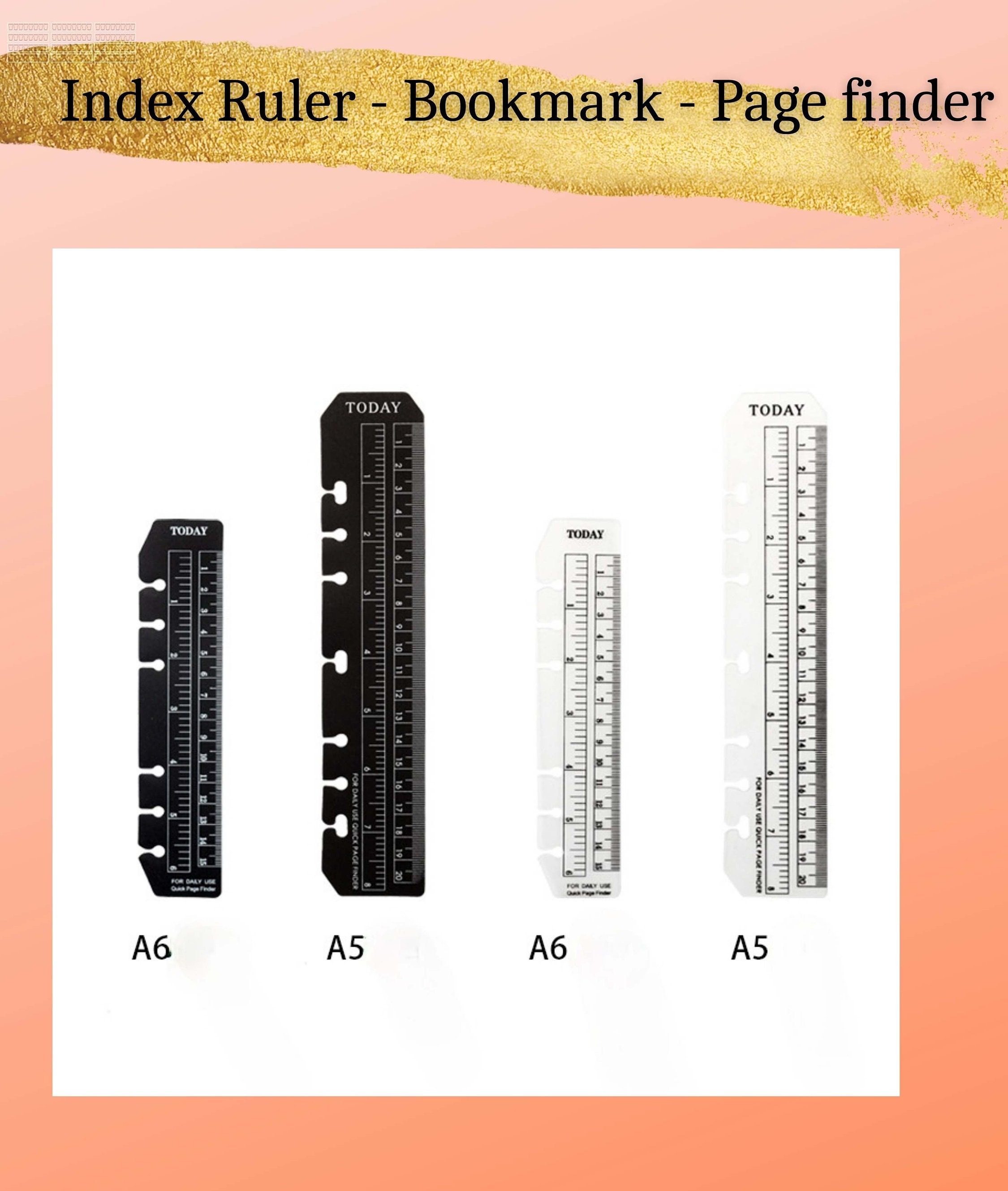 Six Hole Matte Index Ruler, Planner Divider, Bookmark A5, Bookmark A6 ...