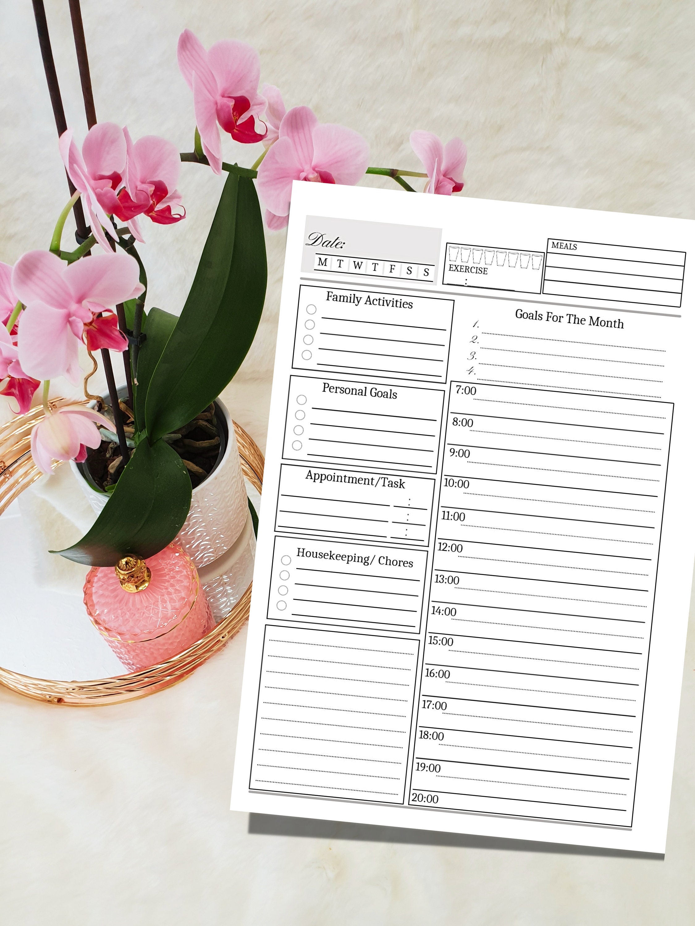 Printable Daily Inserts ,A5 Daily Planner Pages, Page a Day, Health ...