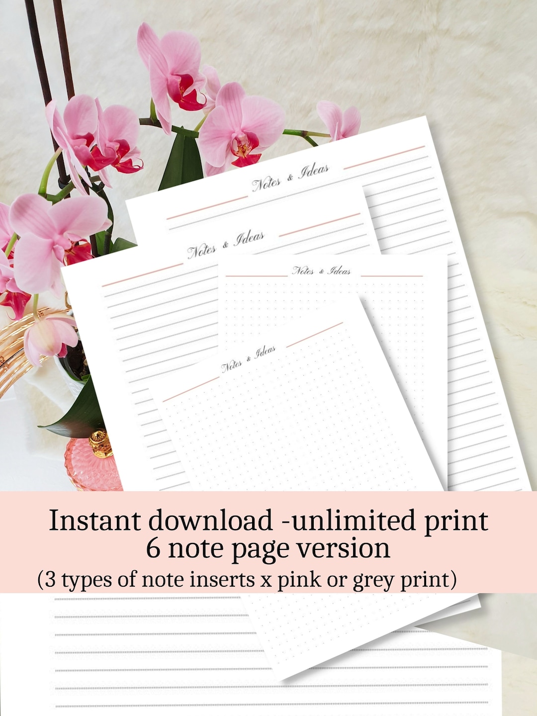A5 PRINTABLE Notes Planner Inserts, Lined Dotted Note Pages, Dotted ...