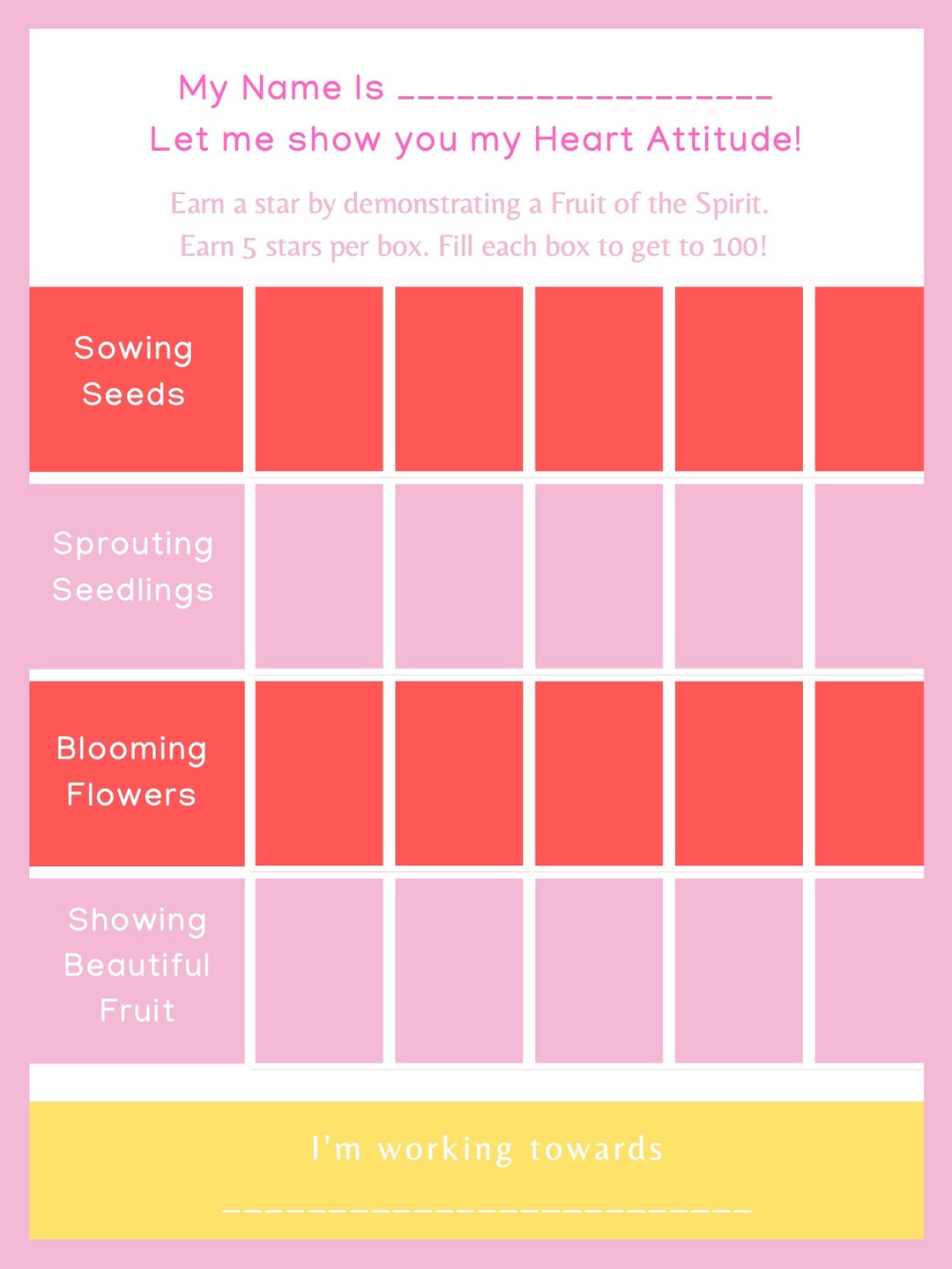 Pink Attitude Reward Chart for Kids - Etsy