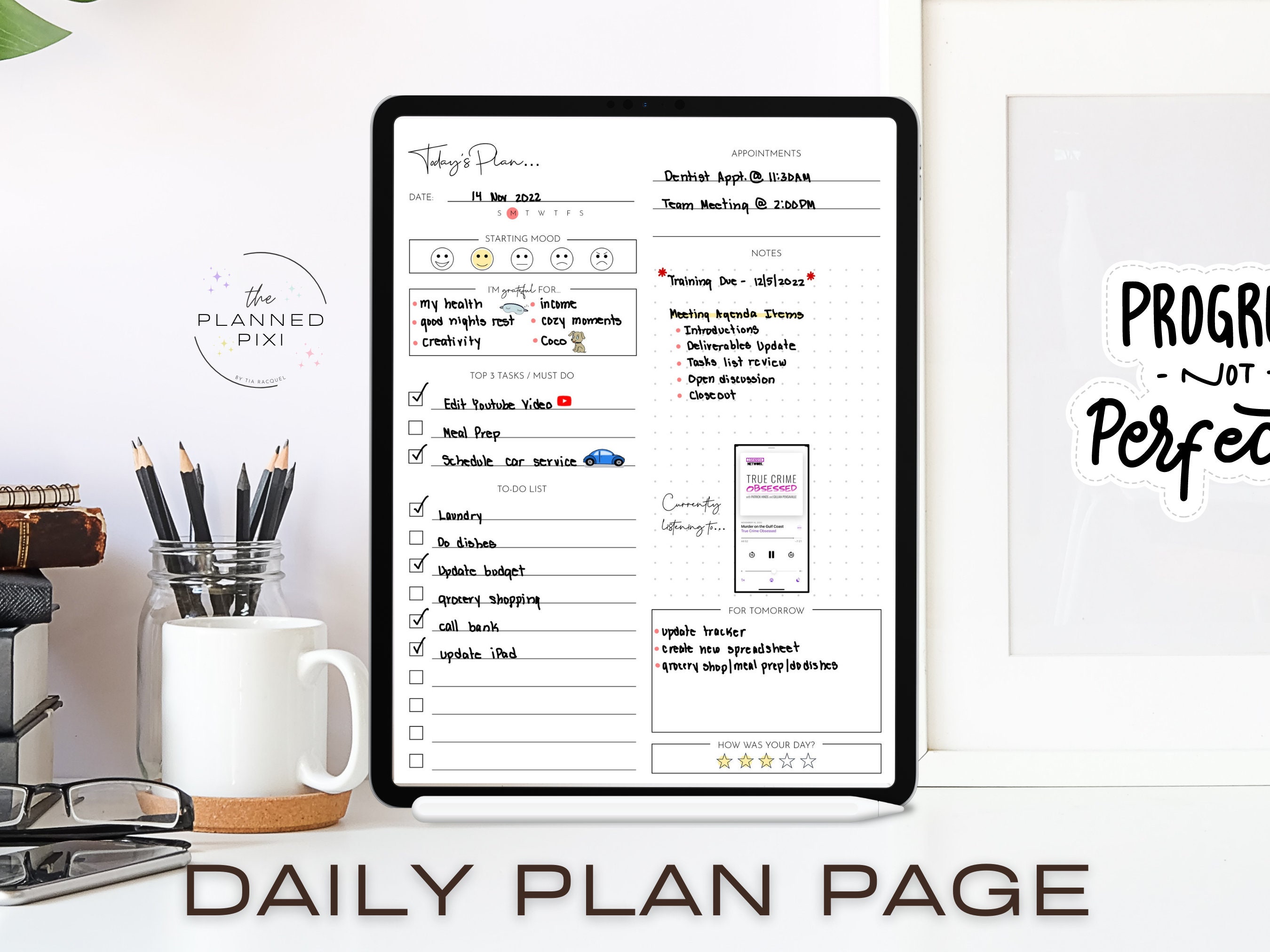 Daily Planner Page Printable and Digital - Etsy
