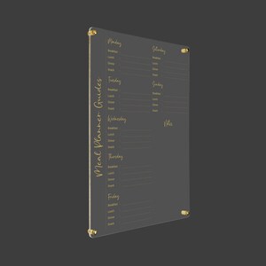 Acrylic Weekly Meal Planner - Kitchen Meal Planner - Acrylic Wall ...