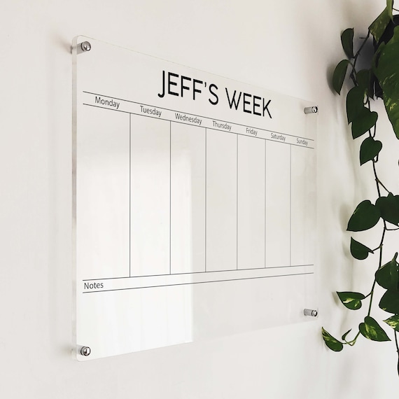 Personalized Acrylic Weekly Planner Dry Erase Weekly - Etsy