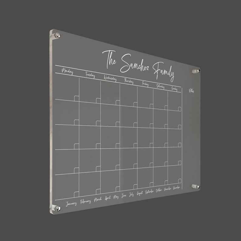 Acrylic Wall Calendar Acrylic Family Calendar Dry Erase - Etsy