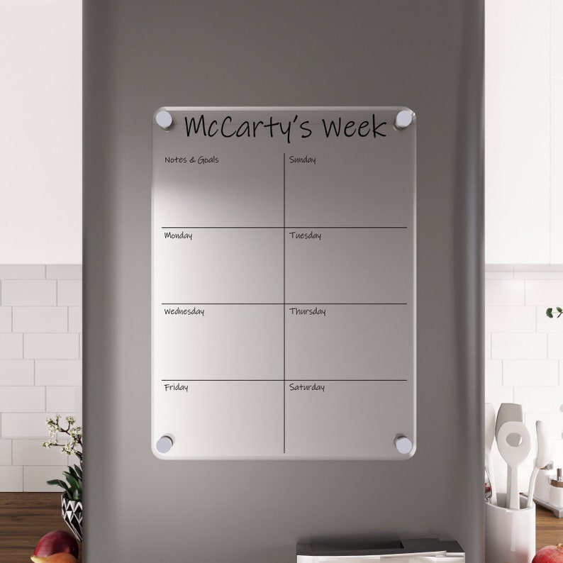 Custom Fridge Calendar Magnetic Fridge Weekly Acrylic - Etsy