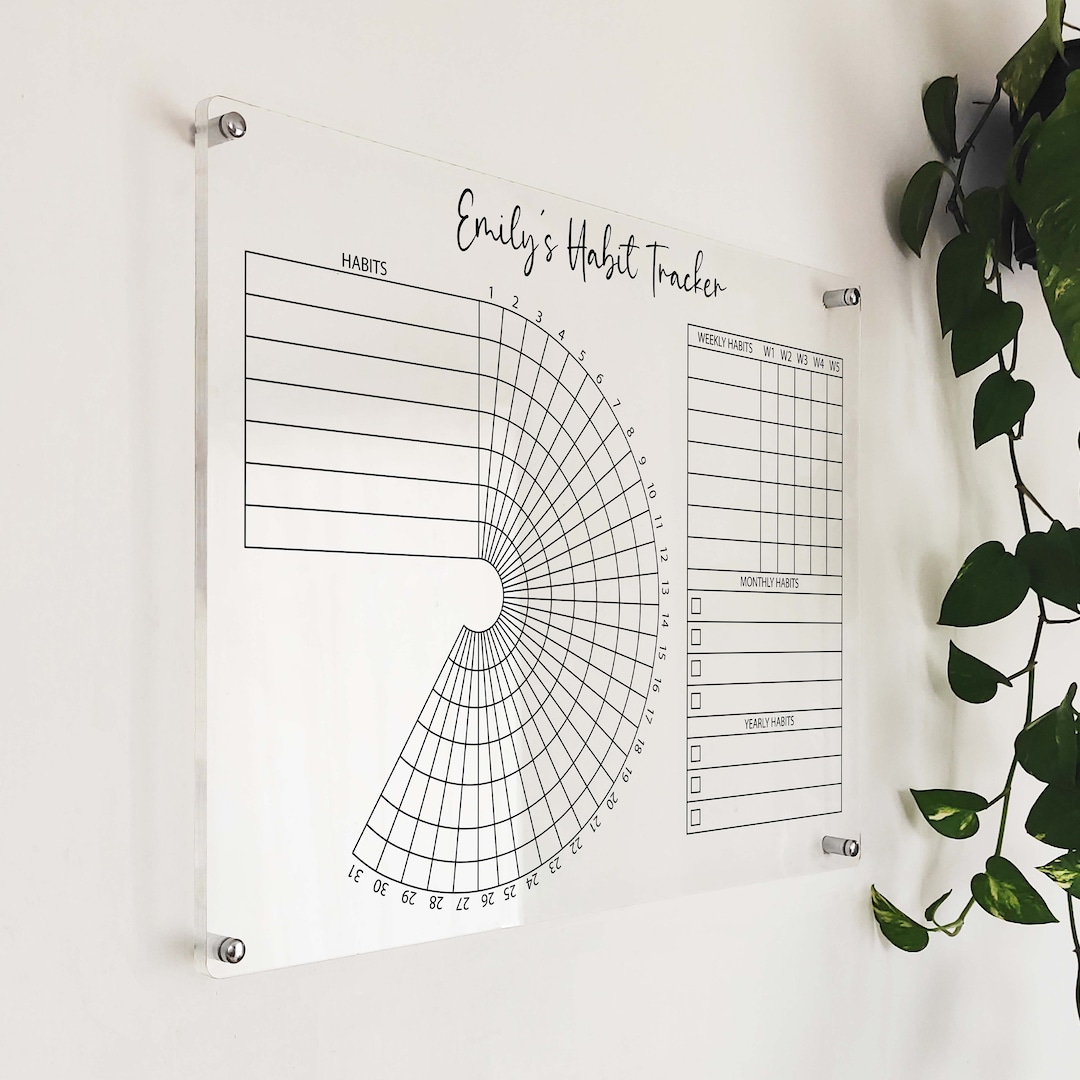Personalized Acrylic Habit Tracker: Monthly Weekly Chart Board - Etsy