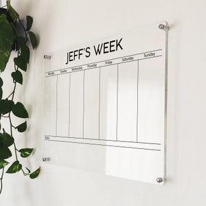 Personalized Acrylic Weekly Planner - Dry Erase Weekly Calendar ...