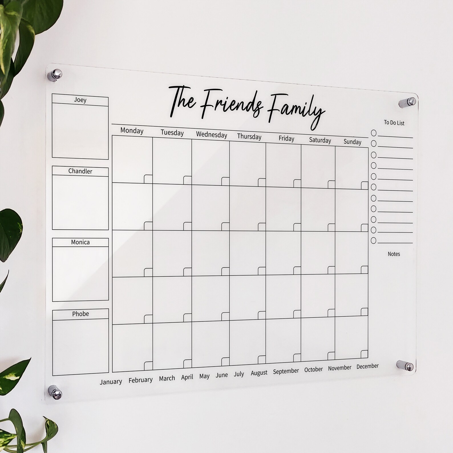 Personalized Family Calendar Monthly Calendar Acrylic Board - Etsy
