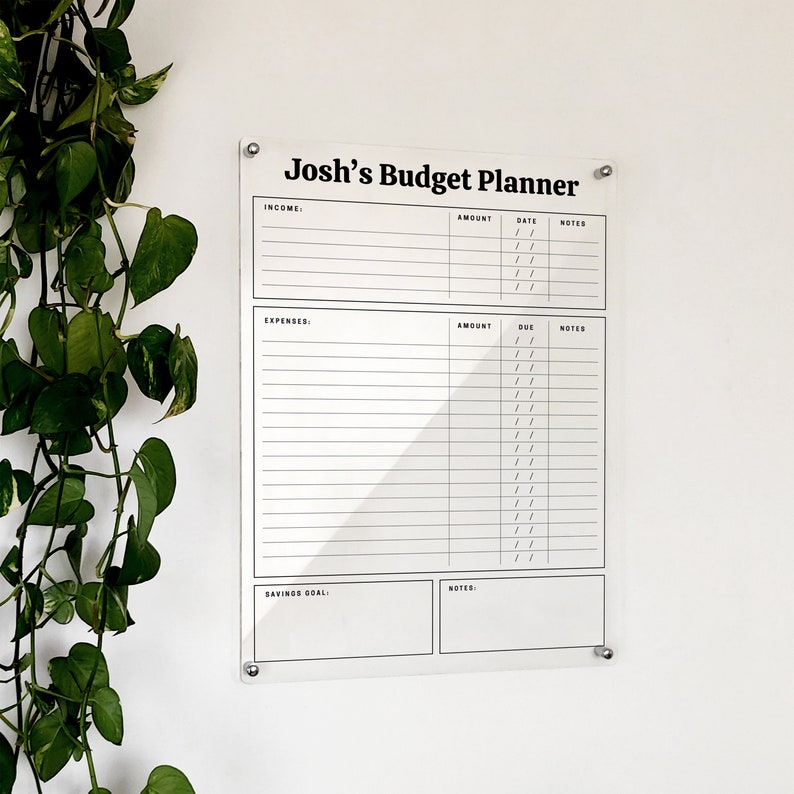 Personalized Budget Planner Acrylic Financial Planner - Etsy