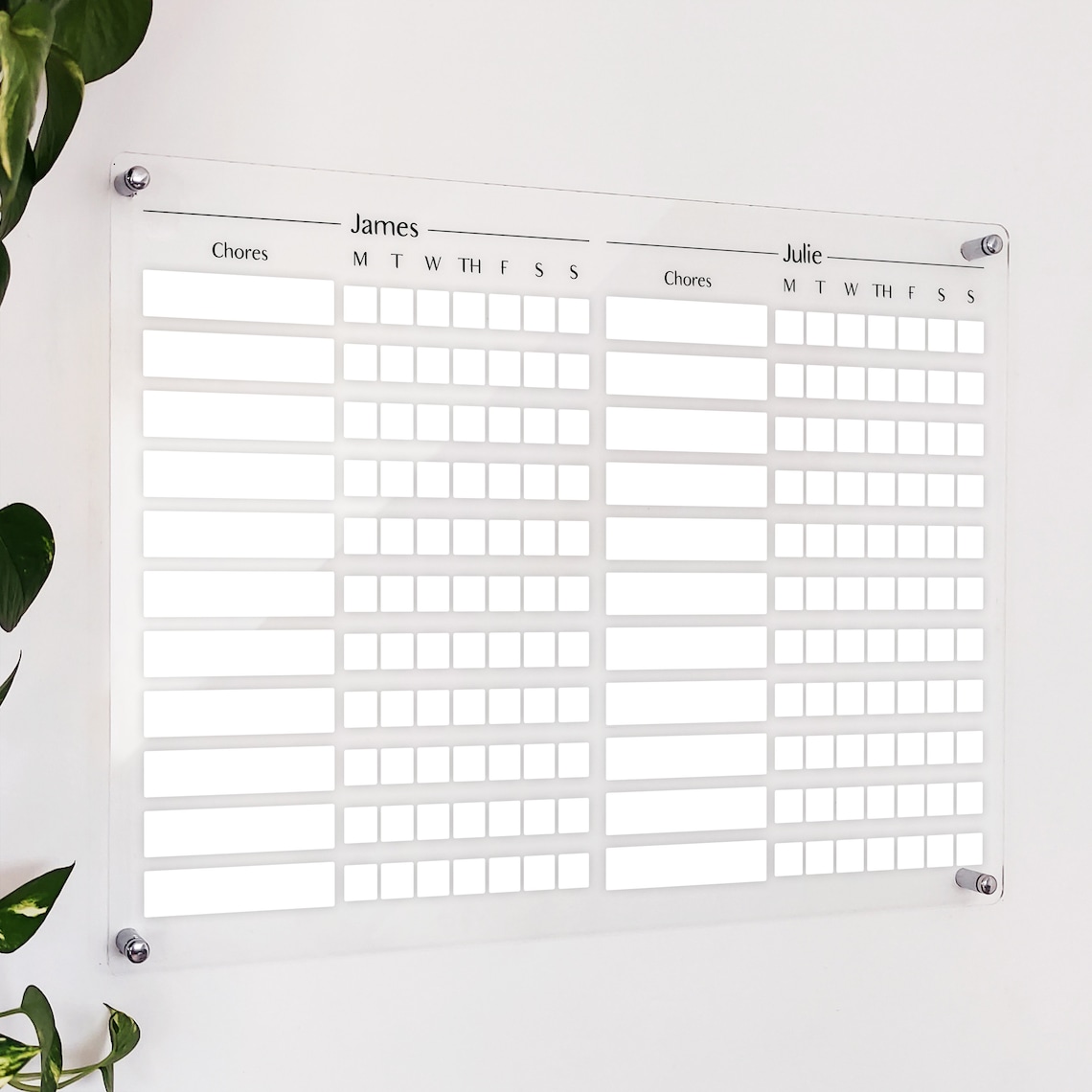 Personalized Acrylic Chore Chart for Two: Dry Erase Family Planner - Etsy
