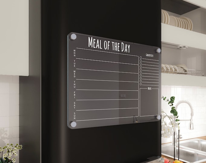 PORTRAIT Monthly Magnetic Fridge Acrylic Planner A3 - WHITE UV Print Original Design - Clear ...