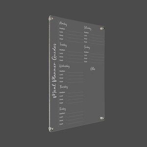 Acrylic Weekly Meal Planner - Kitchen Meal Planner - Acrylic Wall ...