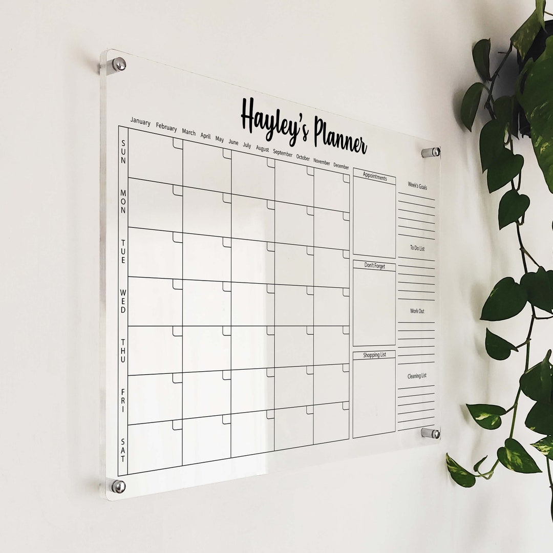 Acrylic Calendar - Personalized ADHD Planner - Acrylic Dry Erase ...