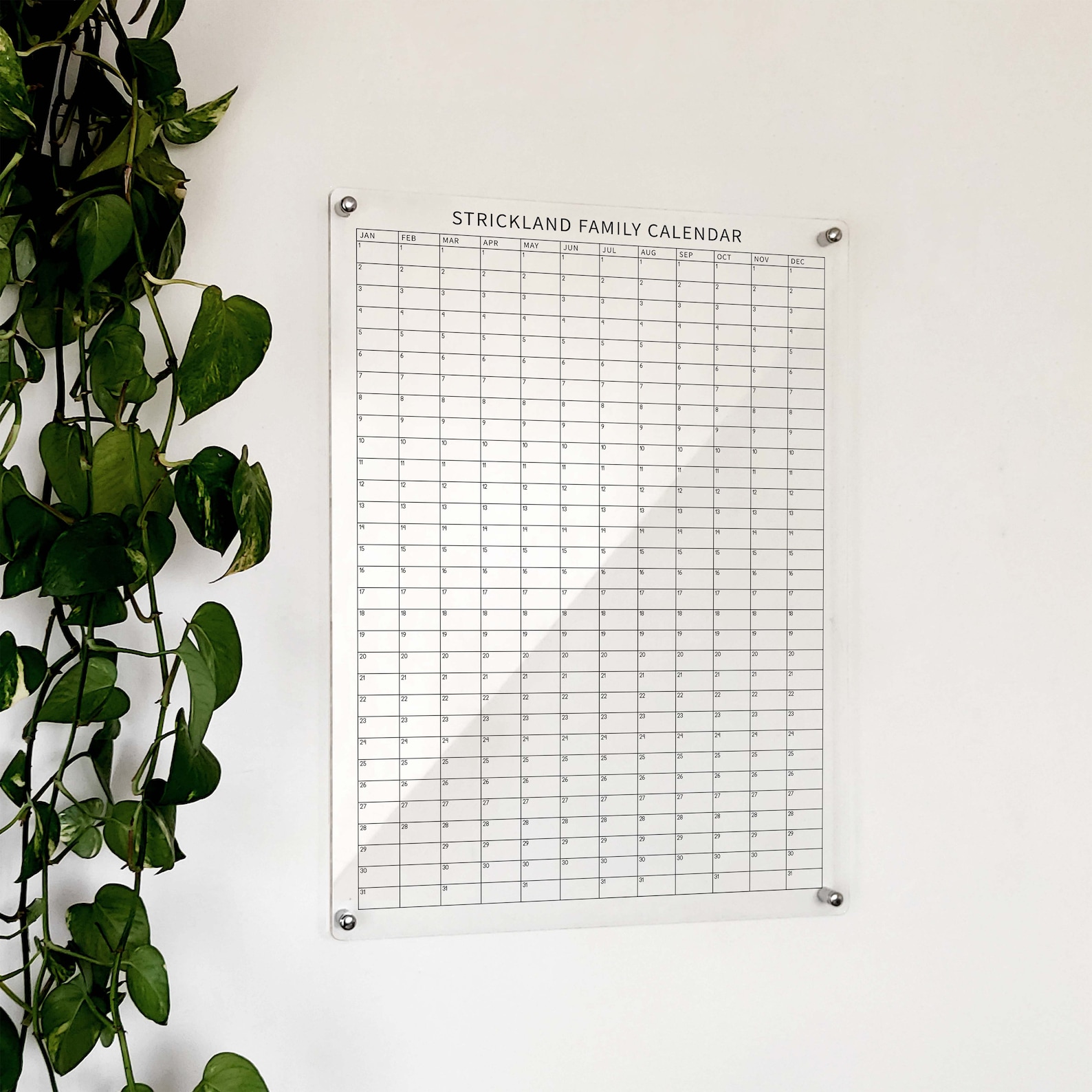 Large Vertical Acrylic Yearly Calendar: Reusable Wall Planner - Etsy
