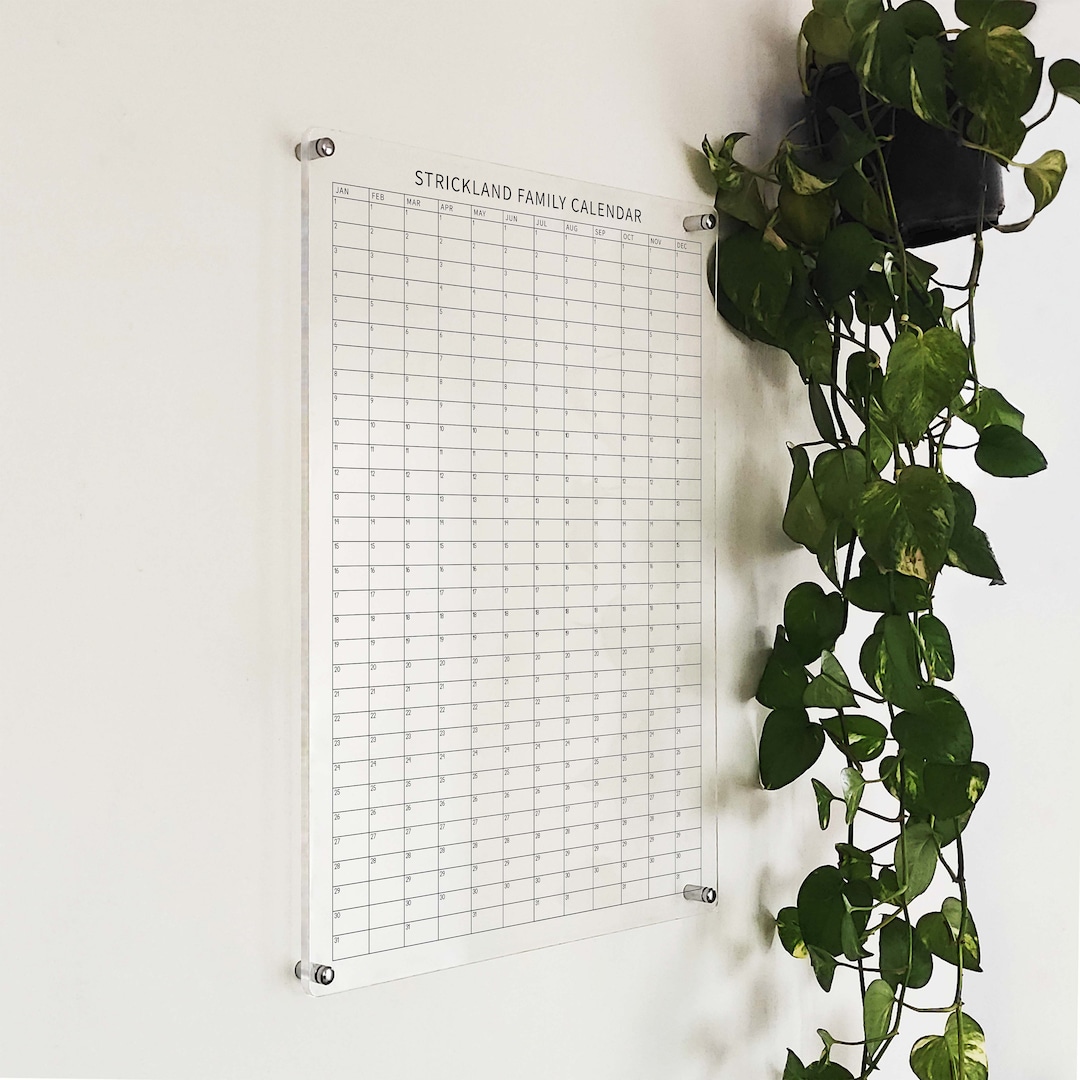 Large Vertical Acrylic Yearly Calendar: Reusable Wall Planner - Etsy