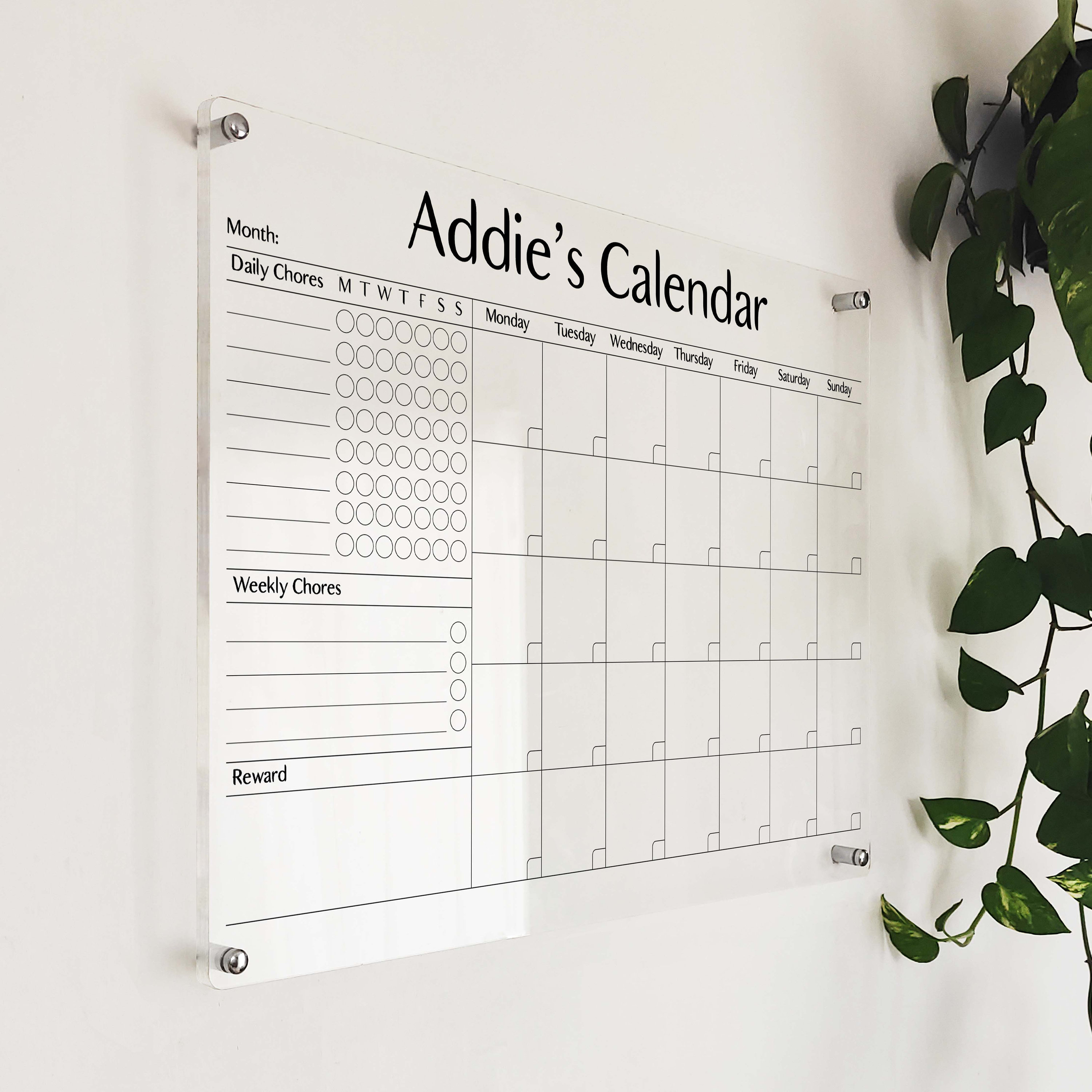 Personalized Acrylic Chore Chart: Dry Erase Family Planner - Etsy