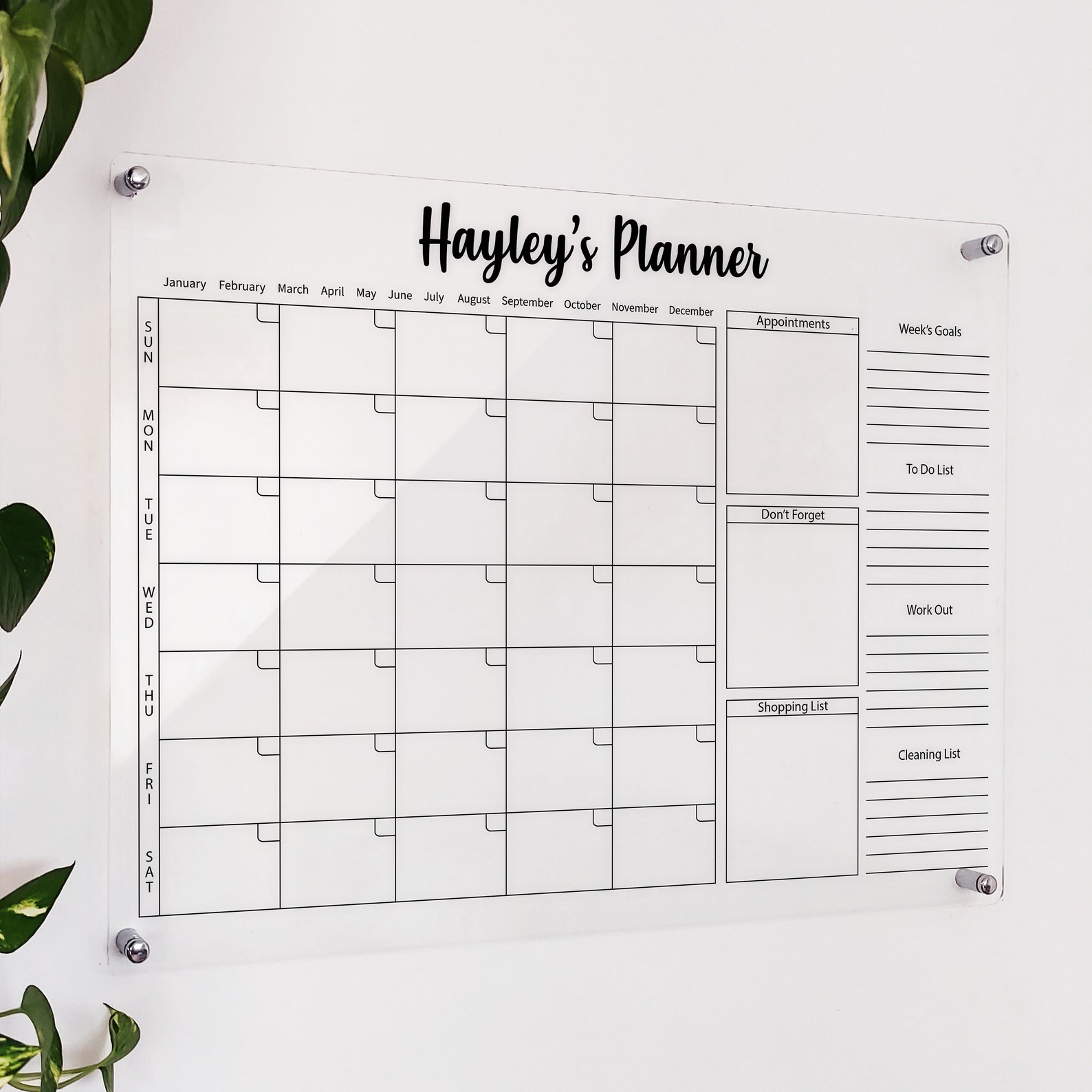 Acrylic Calendar Personalized ADHD Planner Acrylic Dry - Etsy