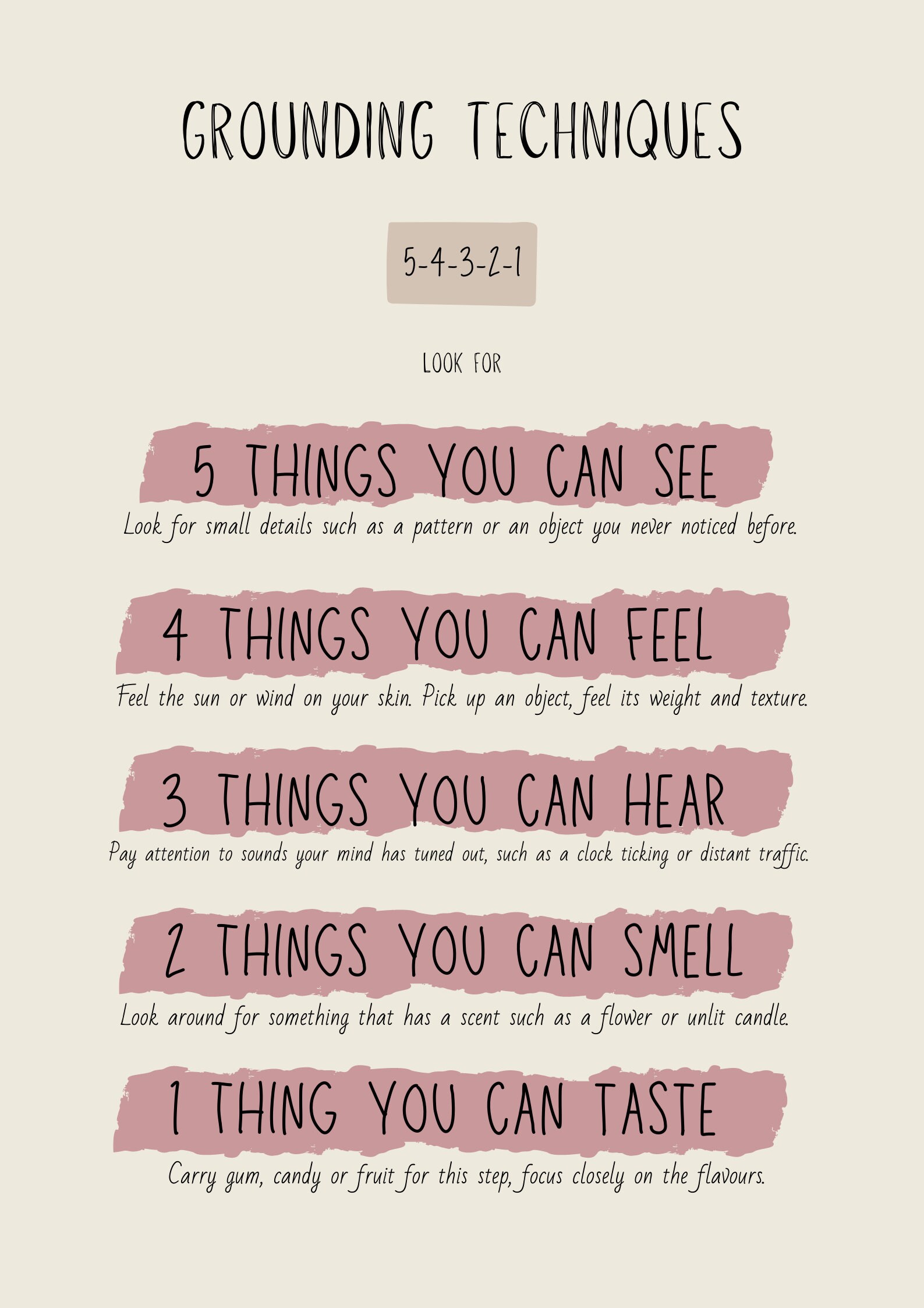 Grounding Techniques 5-4-3-2-1 Print, Anxiety Poster, Therapist Office ...