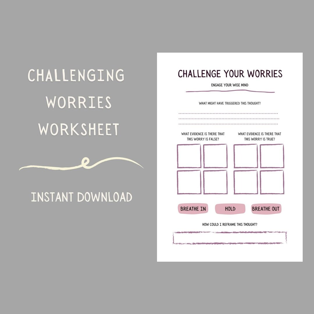 Stop Negative Thoughts and Worrying Printable Worksheet Wise Mind, Self ...