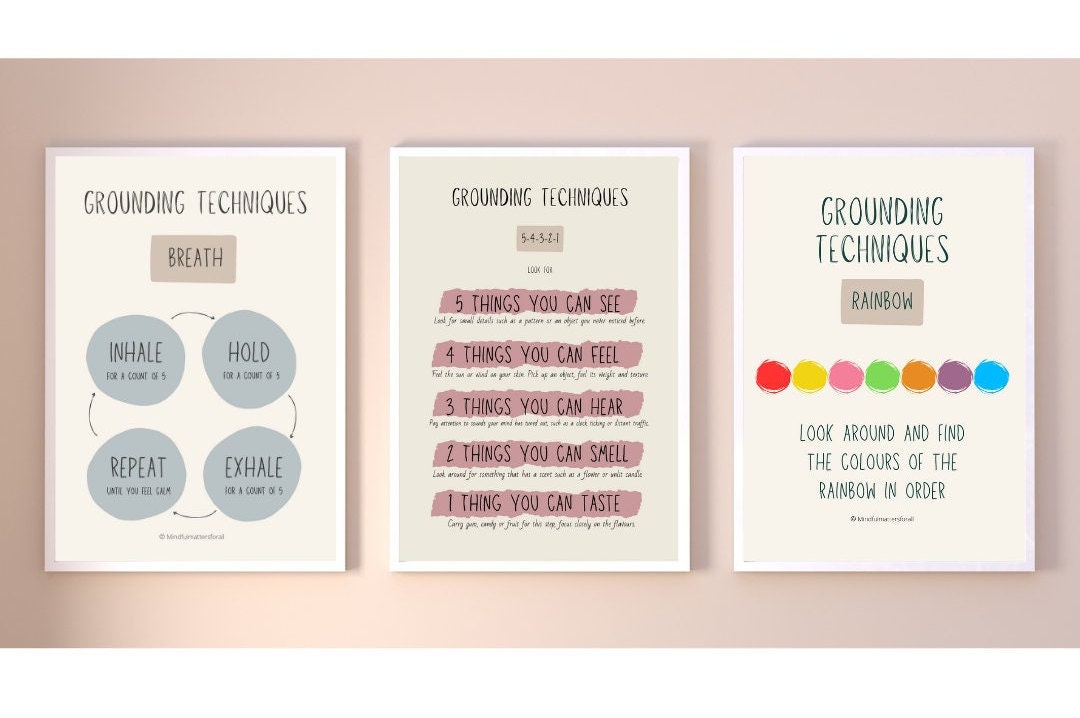 Grounding Techniques Print Bundle Box Breathing Anxiety - Etsy UK