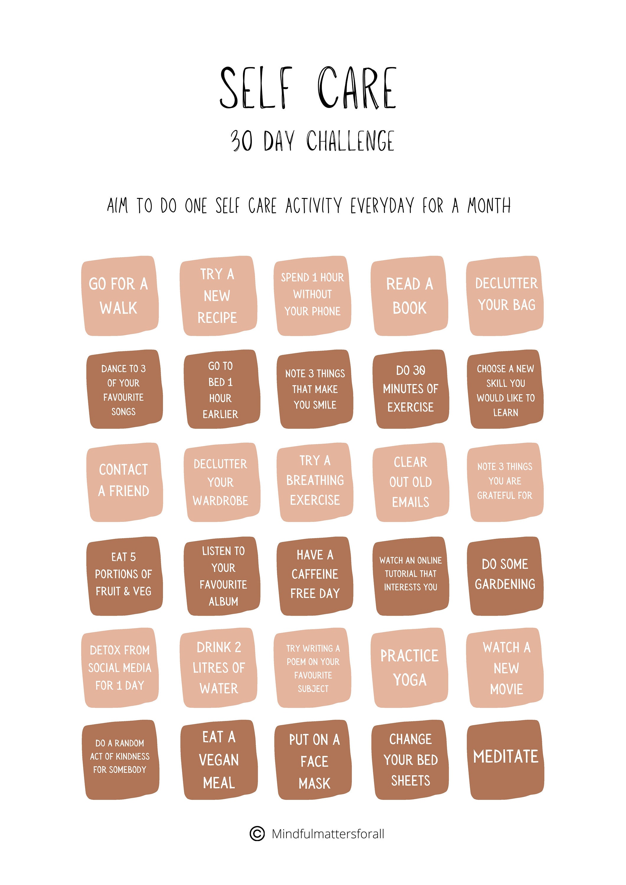 Self Care Support Printable Worksheet, Self Care Bingo Tracker - Etsy