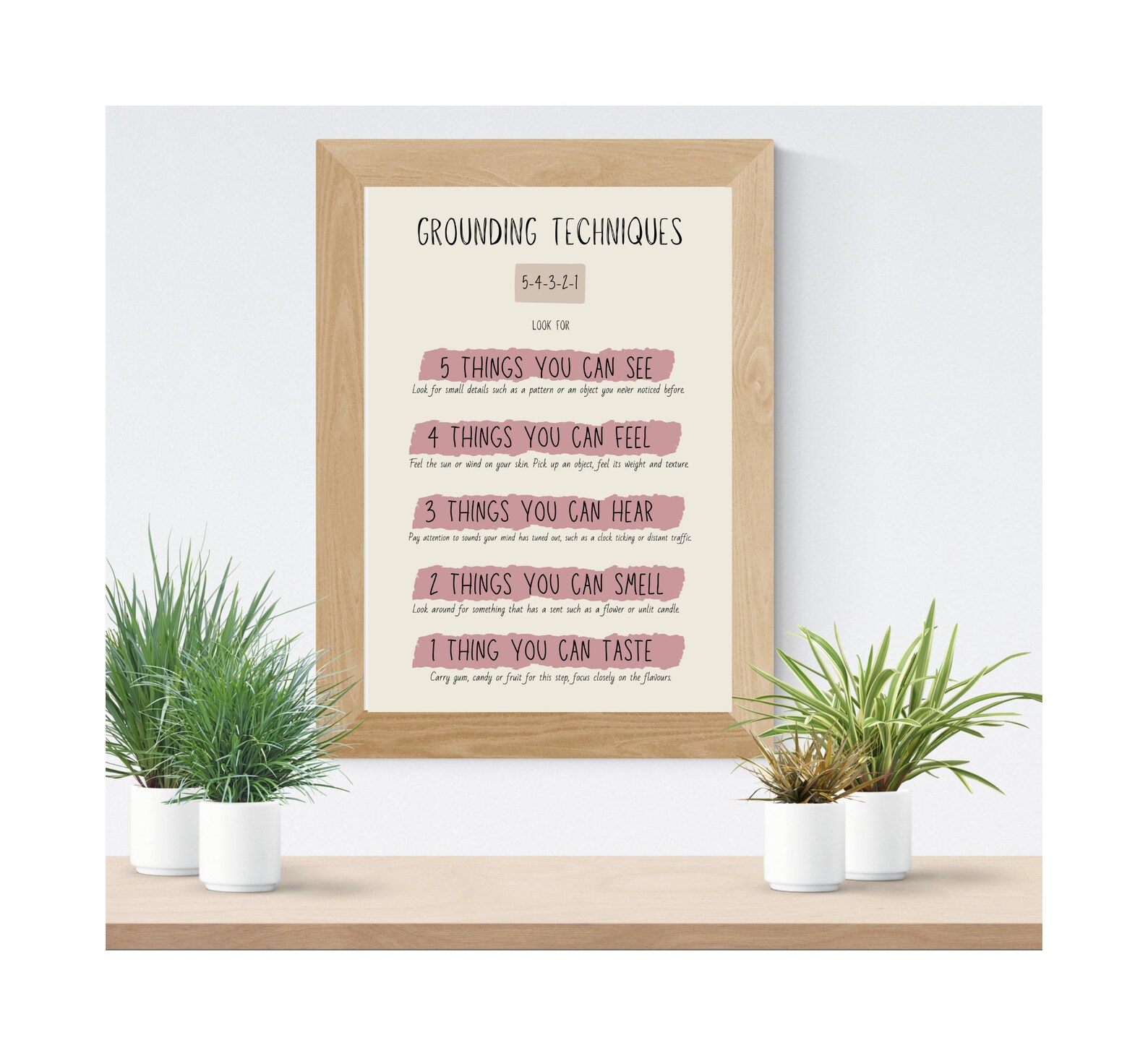 Grounding Techniques 5-4-3-2-1 Print Anxiety Poster | Etsy