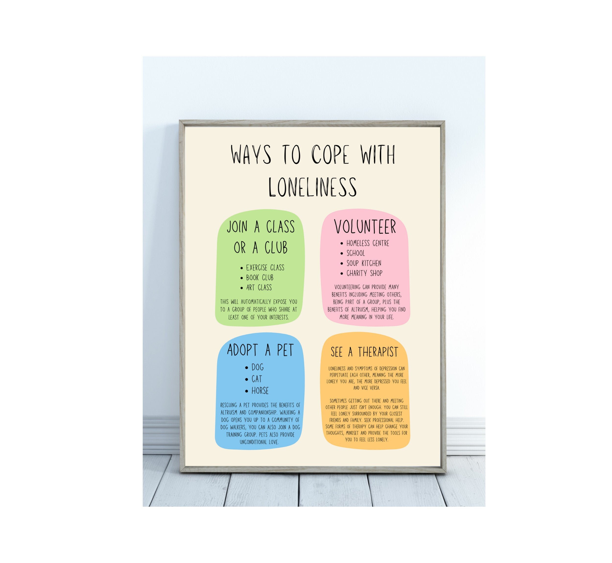 Mental Health Poster for Coping With Loneliness. Therapeutic Wall Art ...
