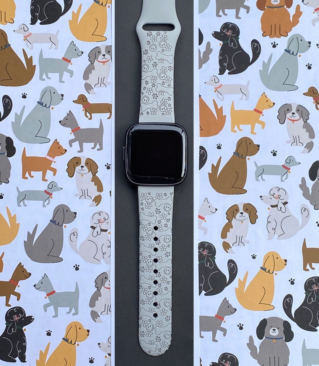 Dog Bone Fitbit Versa/versa 2/versa Lite S/L Silicone Engraved Dog ...