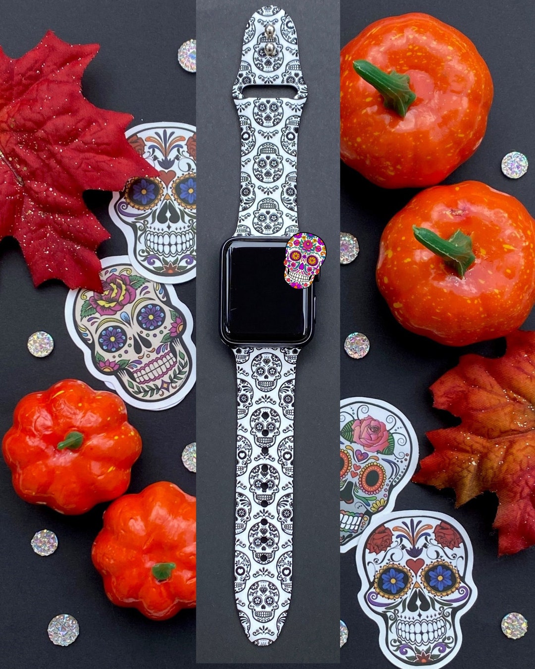 Sugar Skulls Watch Band 38mm 40mm 41mm 42mm 44mm 45mm S/M M/L Series 1 ...