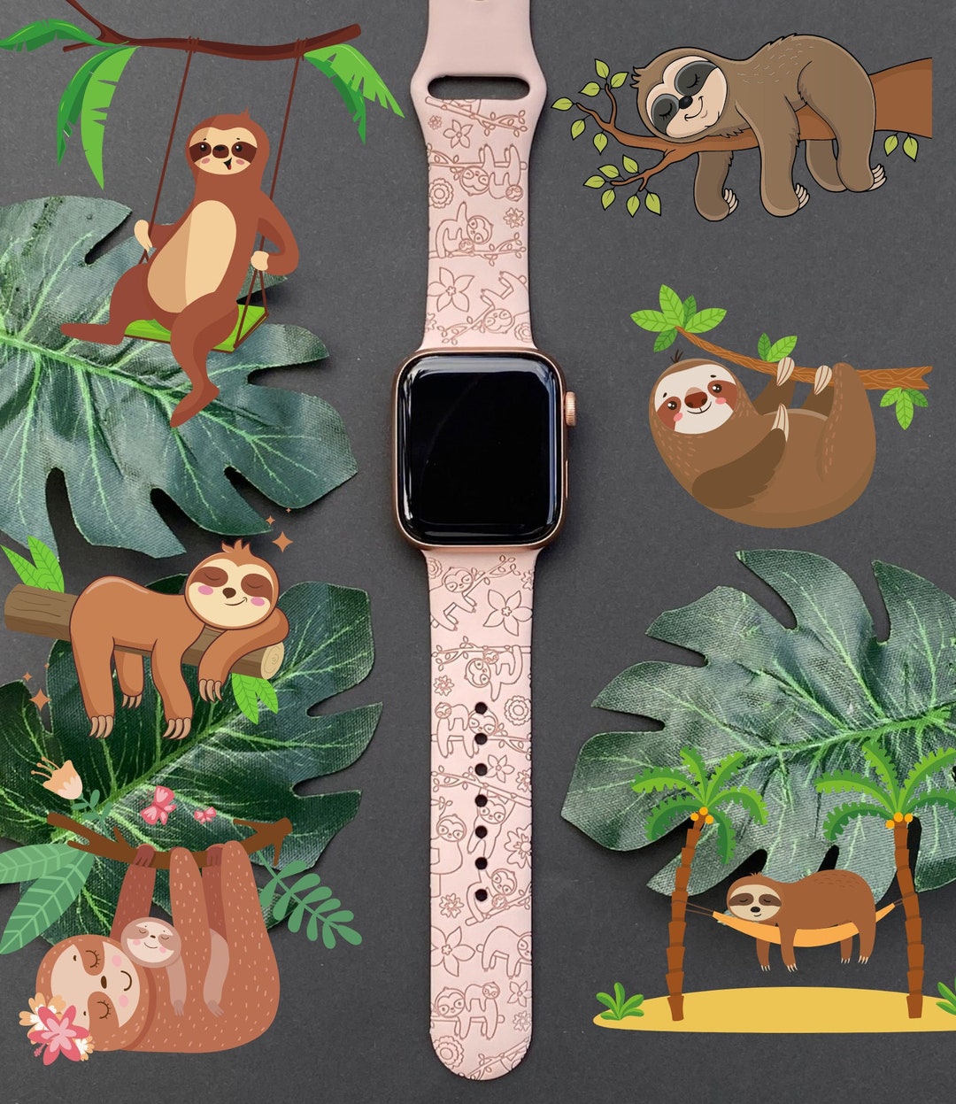 Sloth Watch Band 38mm 40mm 41mm 42mm 44mm 45mm S/M M/L Series 1,2,3,4,5 ...