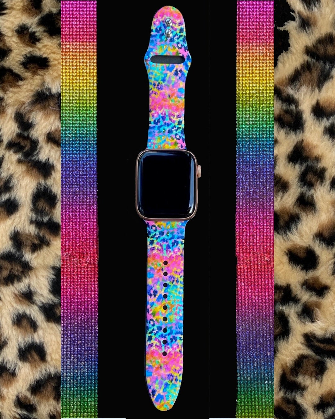 Neon Leopard Watch Band 38mm 40mm 41mm 42mm 44mm 45mm S/M M/L Series 1 ...