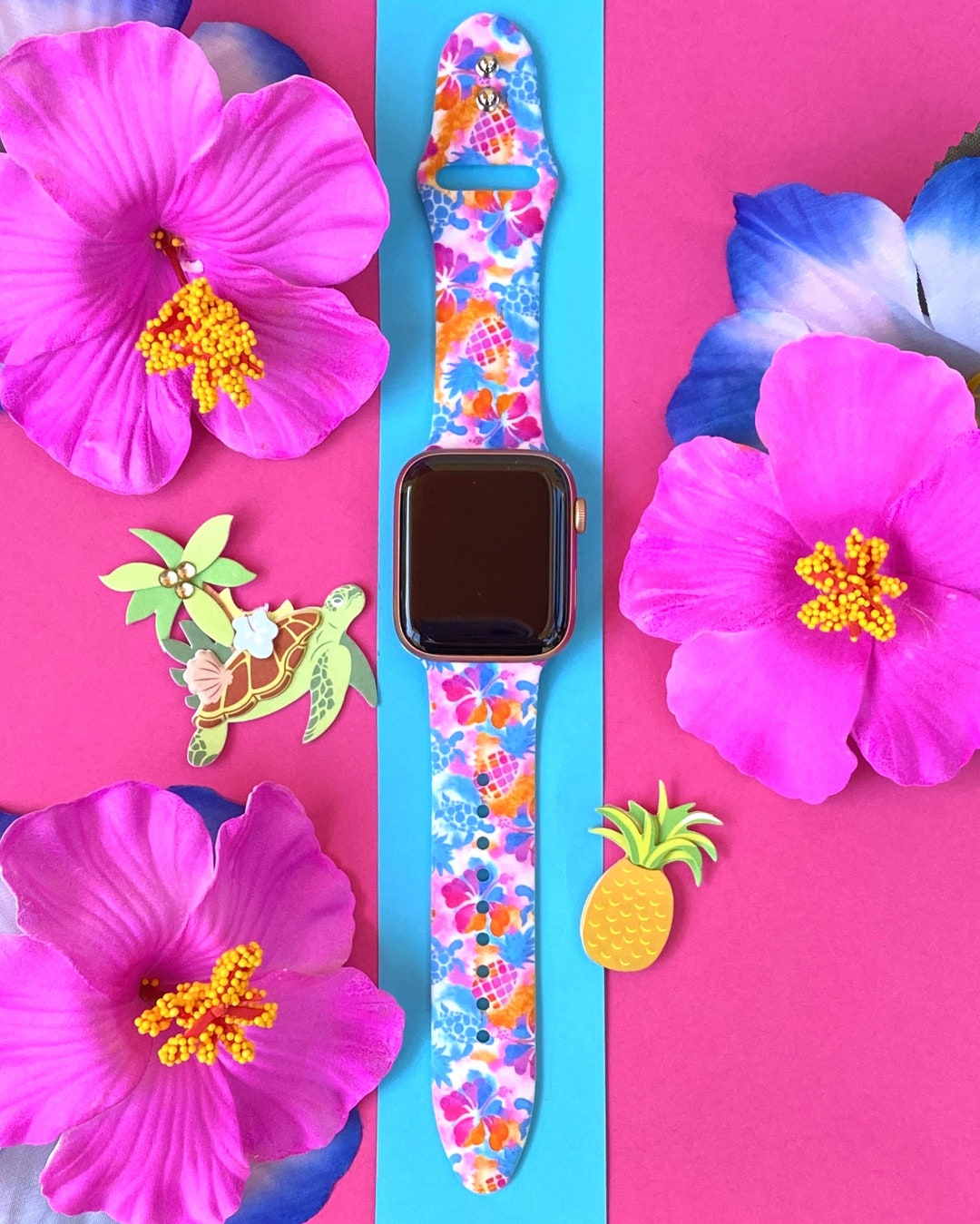 Tropical Turtles Watch Band 38mm 40mm 41mm 42mm 44mm 45mm S/M M/L ...