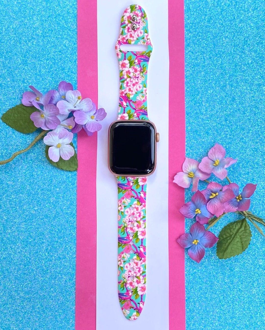 Birds and Flowers Watch Band 38mm 40mm 41mm 42mm 44mm 45mm S/M M/L ...