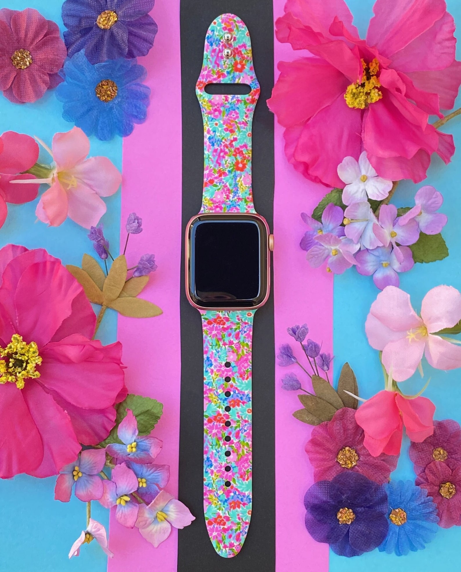 Flower Field Watch Band 38mm 40mm 41mm 42mm 44mm 45mm S/M M/L Series 1 ...