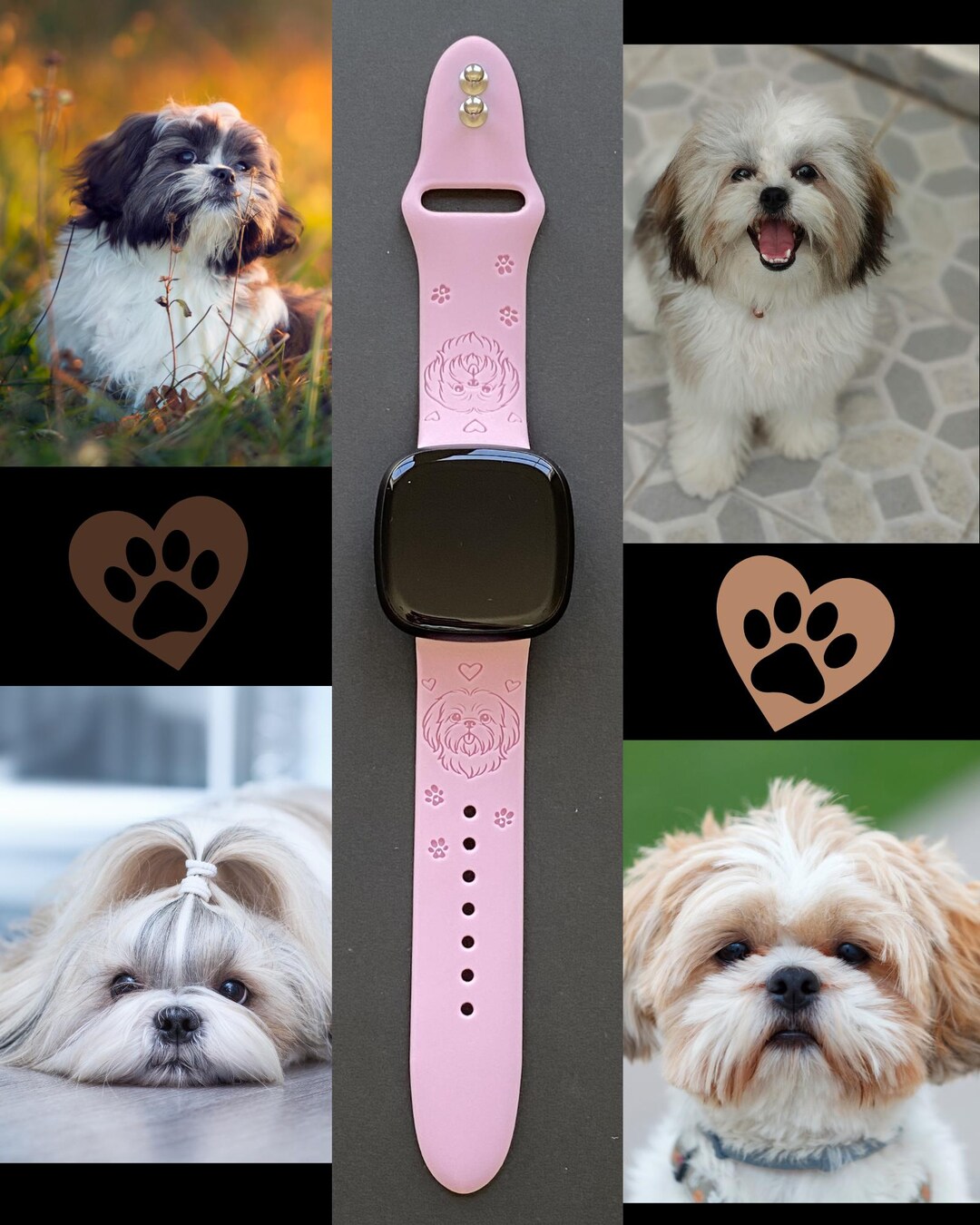 Shih Tzu Fitbit Versa 3,4/fitbit Versa Sense S/L Silicone Engraved Dog ...