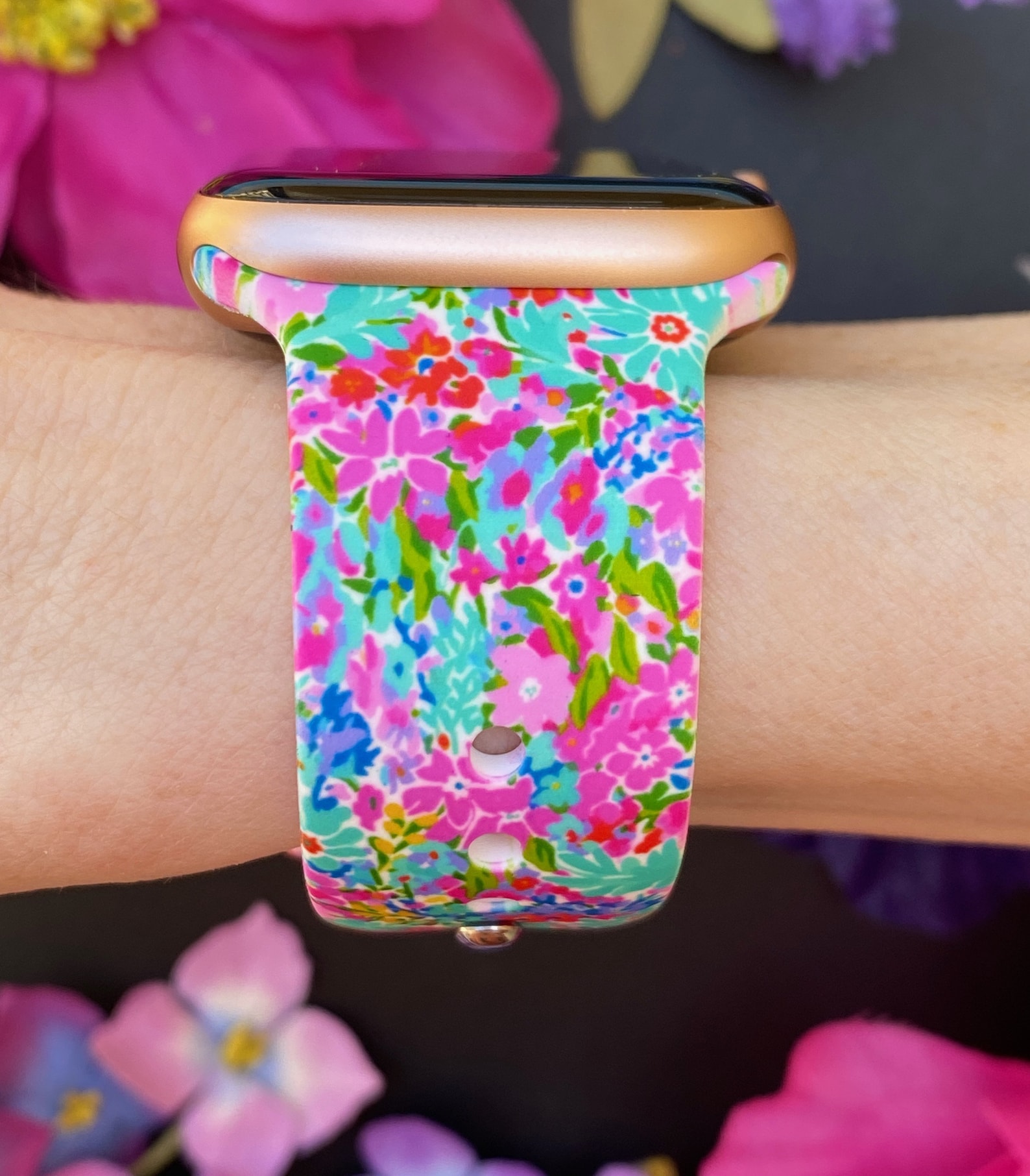 Flower Field Watch Band 38mm 40mm 41mm 42mm 44mm 45mm S/M M/L Series 1 ...