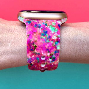 Pink Splatter Watch Band 38mm 40mm 41mm 42mm 44mm 45mm S/M M/L Series 1 ...