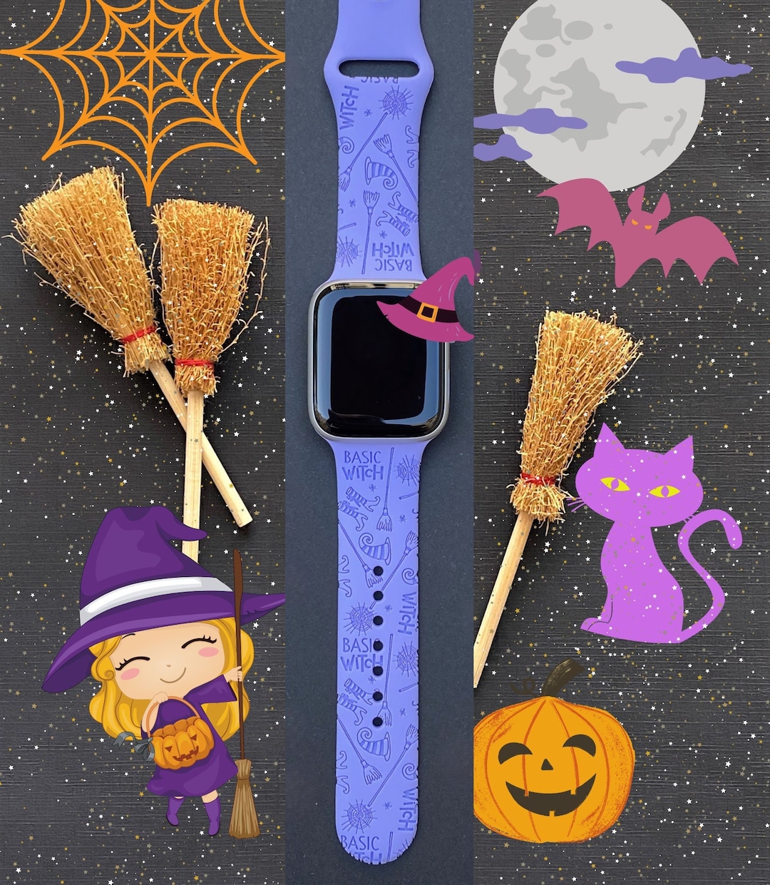 Basic Witch Watch Band 38mm 40mm 41mm 42mm 44mm 45mm S/M M/L Series 1,2 ...