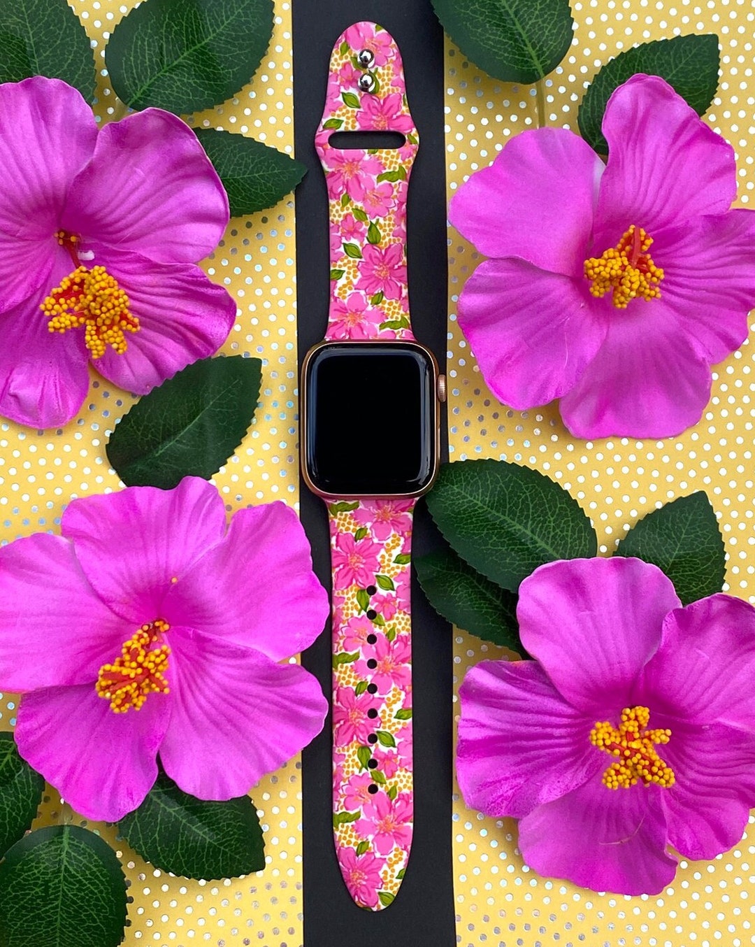 Pink Blooms Watch Band 38mm 40mm 41mm 42mm 44mm 45mm S/M M/L Series 1,2 ...