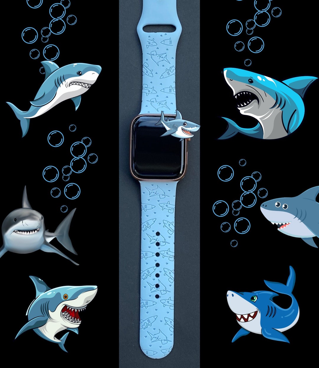 Sharks Watch Band 38mm 40mm 41mm 42mm 44mm 45mm S/M M/L Series 1,2,3,4 ...