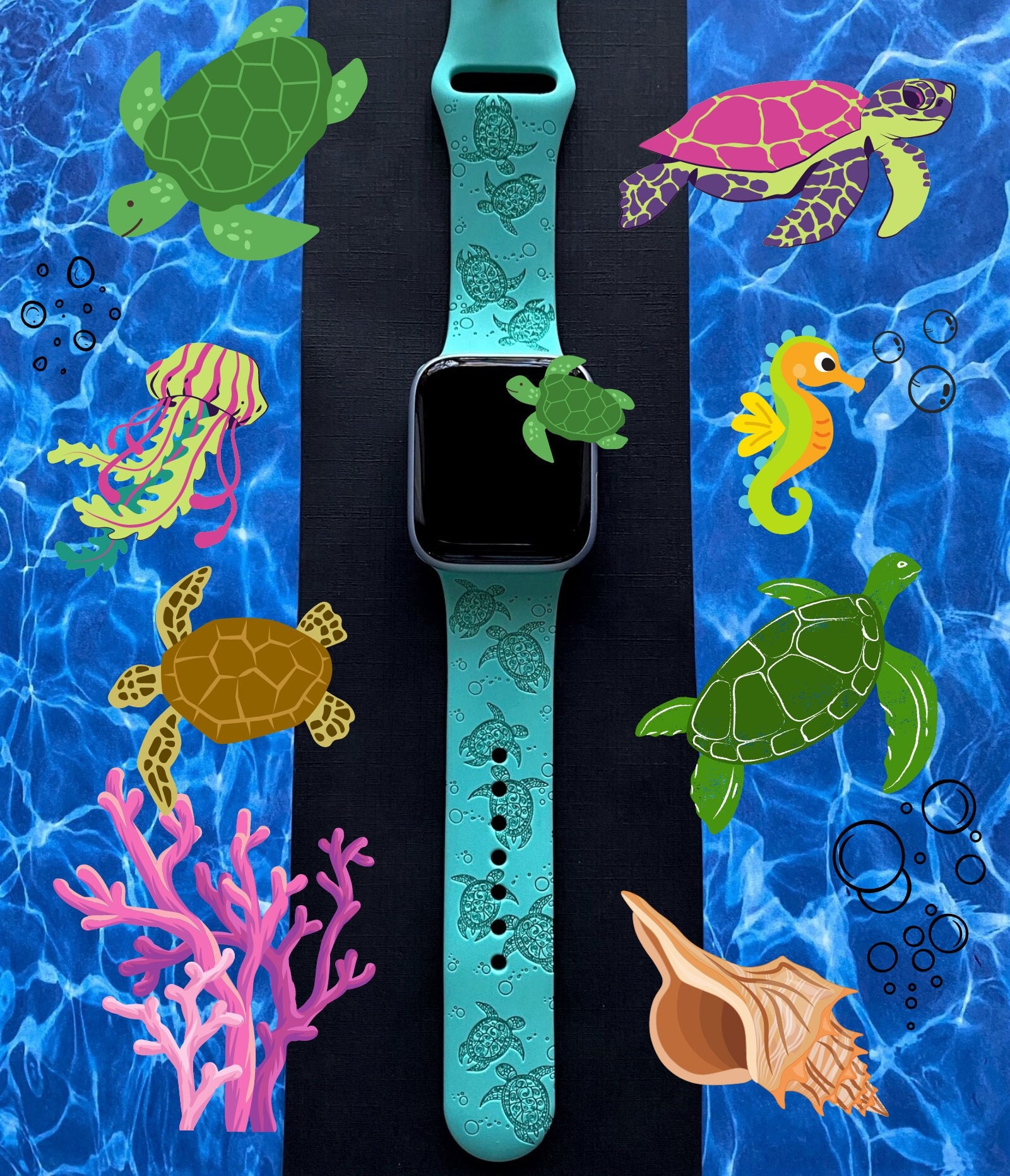 Turtles Watch Band 38mm 40mm 41mm 42mm 44mm 45mm S/M M/L Series 1,2,3,4 ...
