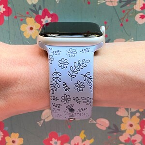 Flower and Leaves Watch Band 38mm 40mm 41mm 42mm 44mm 45mm S/M M/L ...