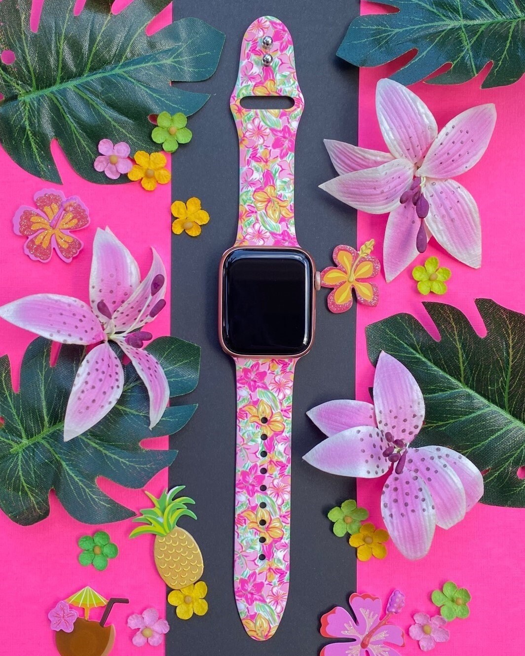 Pink Tropics Watch Band 38mm 40mm 41mm 42mm 44mm 45mm S/M M/L - Etsy