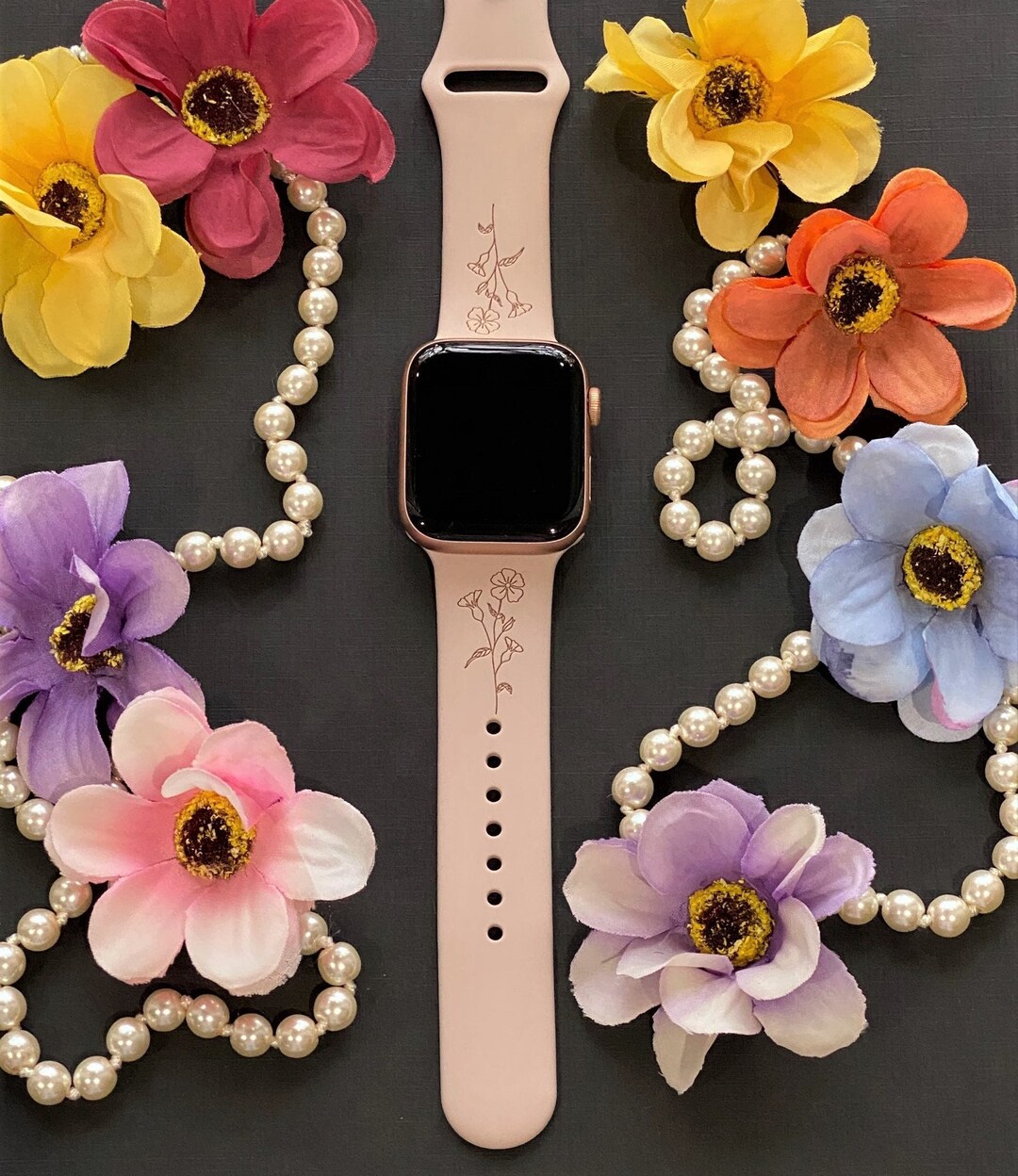 Wild Flower Watch Band 38mm 40mm 41mm 42mm 44mm 45mm S/M M/L Series 1,2 ...