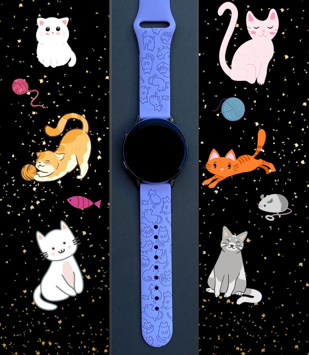 Cats Samsung Galaxy Watch Band 20mm Cute Animal Kitten Watchband ...