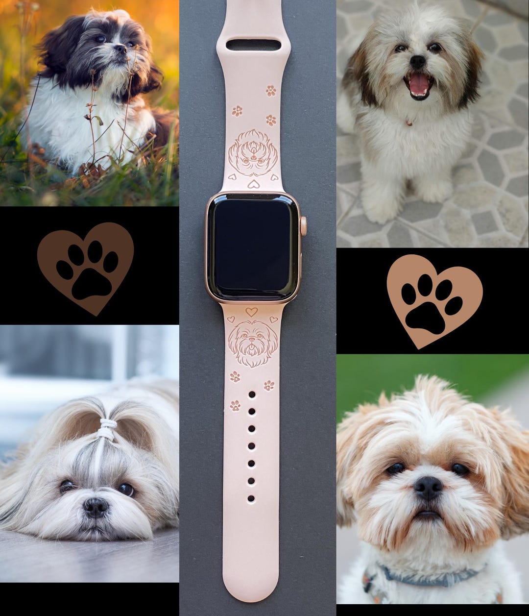 My Shih Tzu Dog Watch Band Silicone Engraved Band 38mm 40mm 41mm 42mm ...