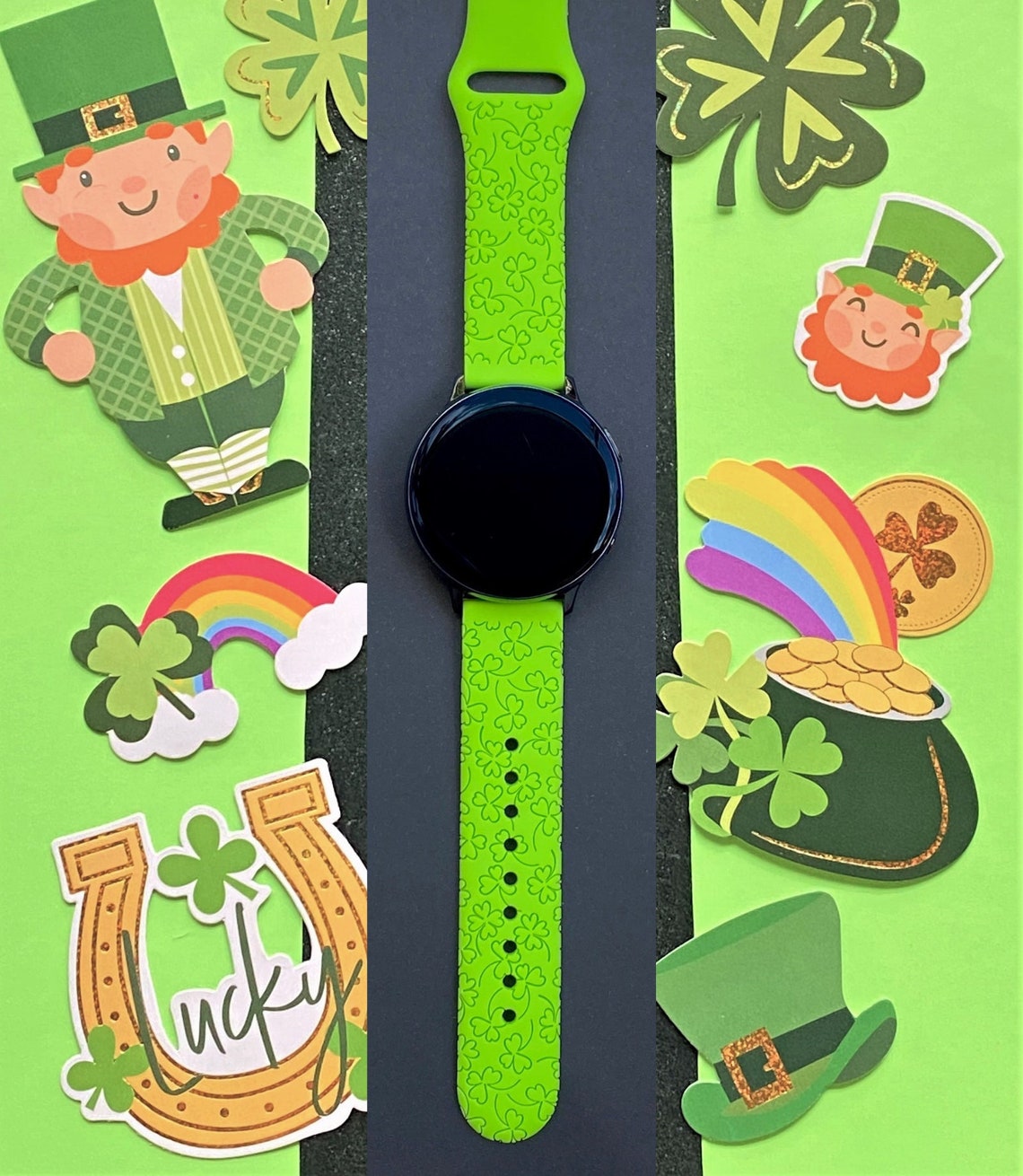 St. Patrick's Day Clover Watch Band 20mm Lucky Clover Irish Watchband ...